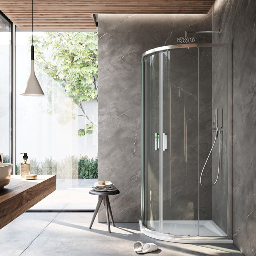 Semicircular shower enclosure with sliding reversible corner opening 9 ...