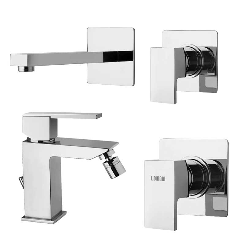 Set of built-in mixers for washbasin, bidet, and built-in shower in ch ...