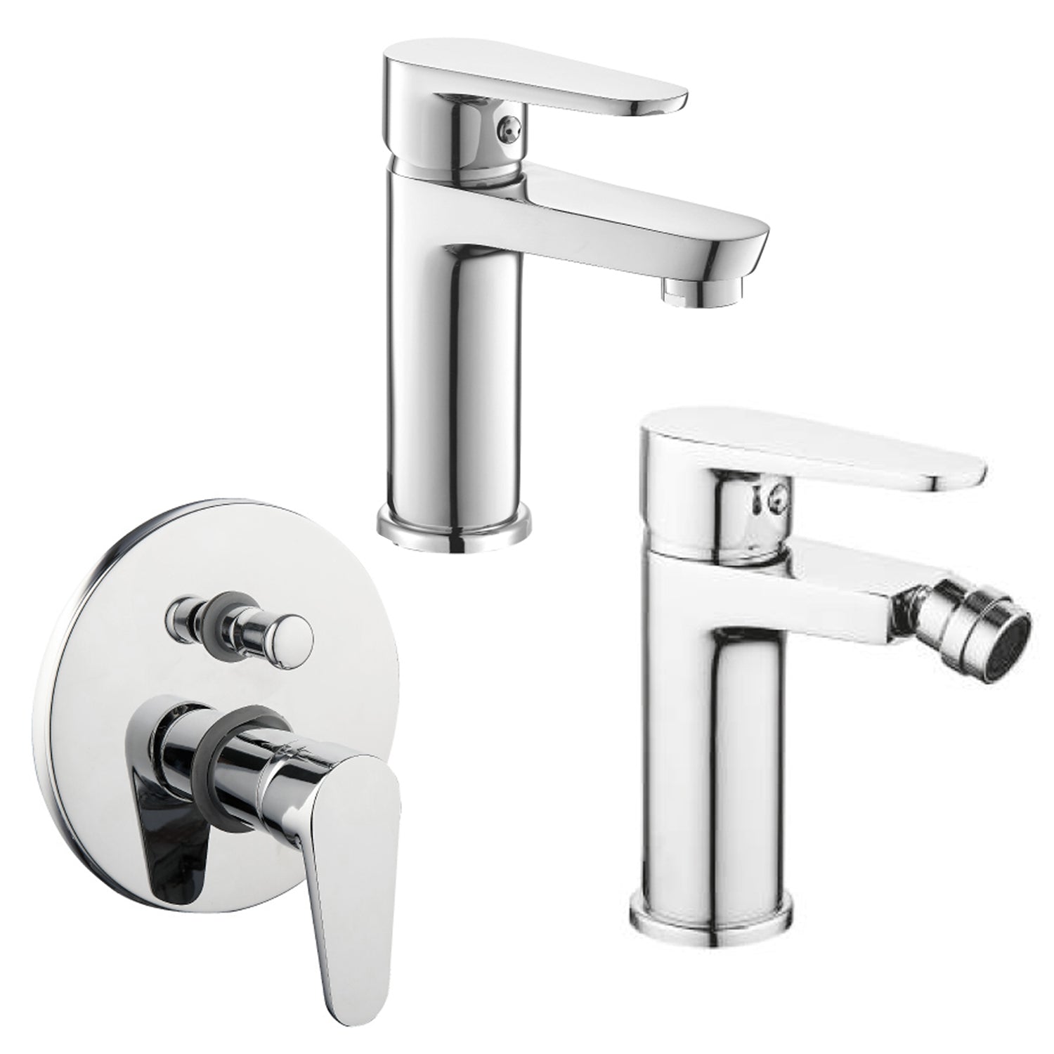 Set of basin+bidet+shower mixers model Rose 2.0 in chrome-plated brass ...