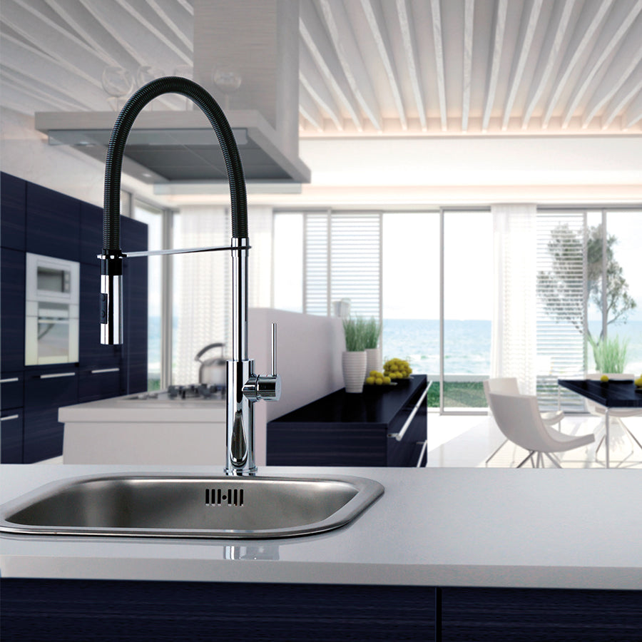 Kitchen sink mixer in brass Paffoni Light Exclusive Edition with swive ...