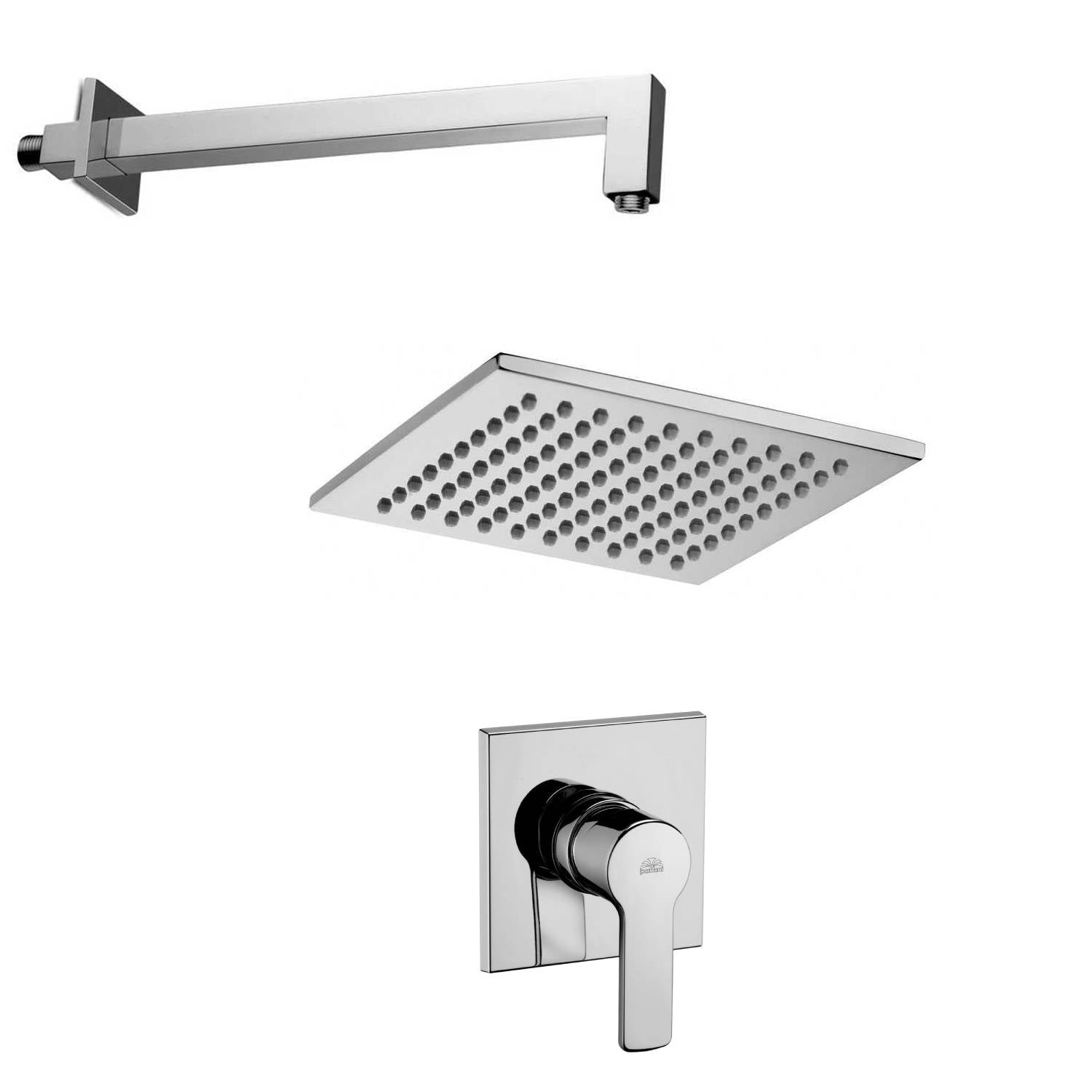 Anti-limescale shower head set with 35cm square shower arm and chrome ...
