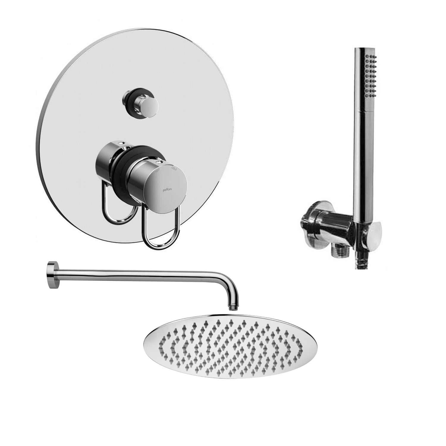 Paffoni Jocker series shower kit with chromed showerhead mixer and han ...