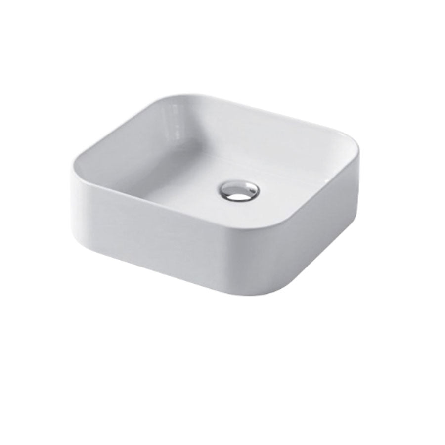Rectangular countertop sink 40x38cm in glossy white ceramic Slim serie ...