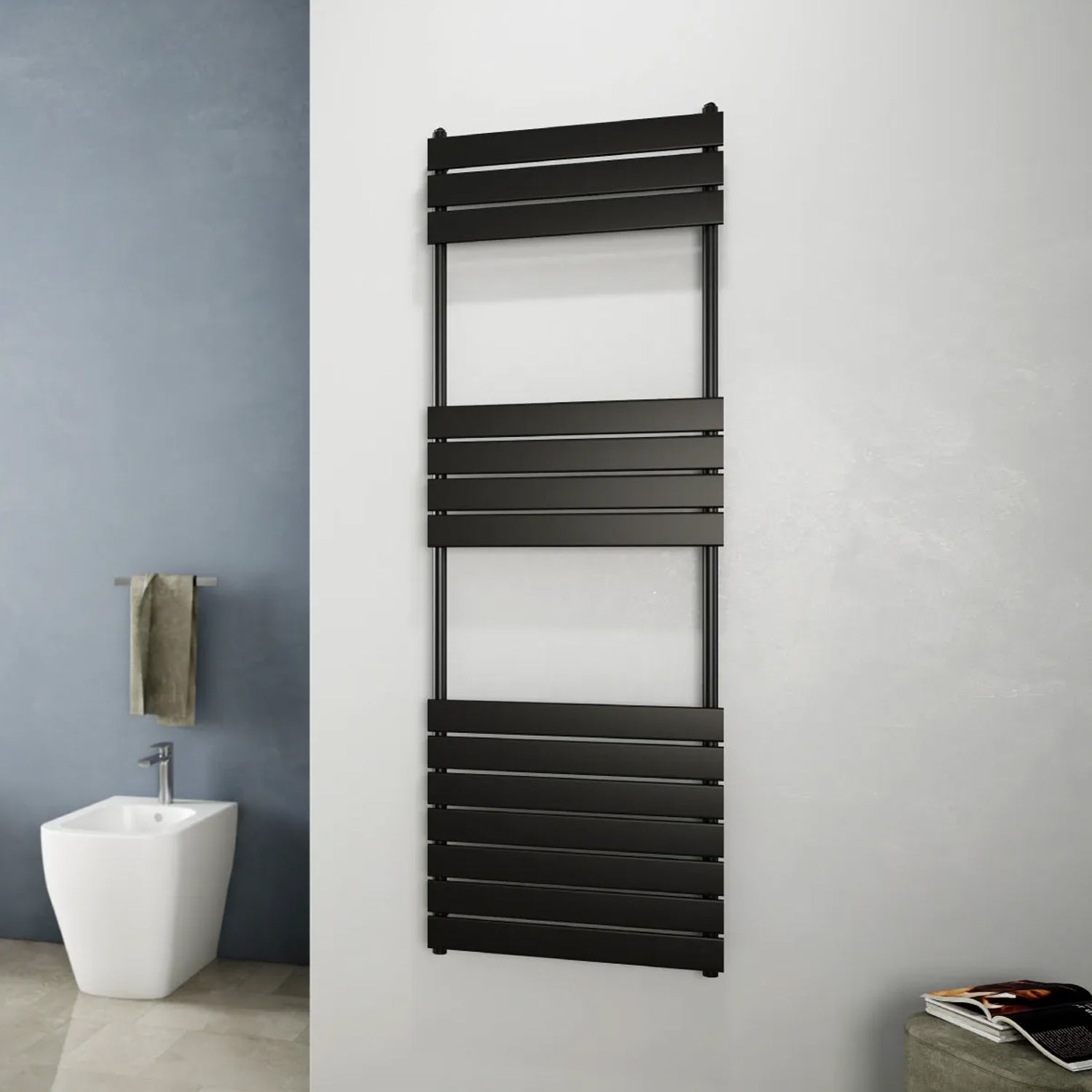 Hydraulic towel warmer model Ritmo 1513x500 mm and 683W - Black ...
