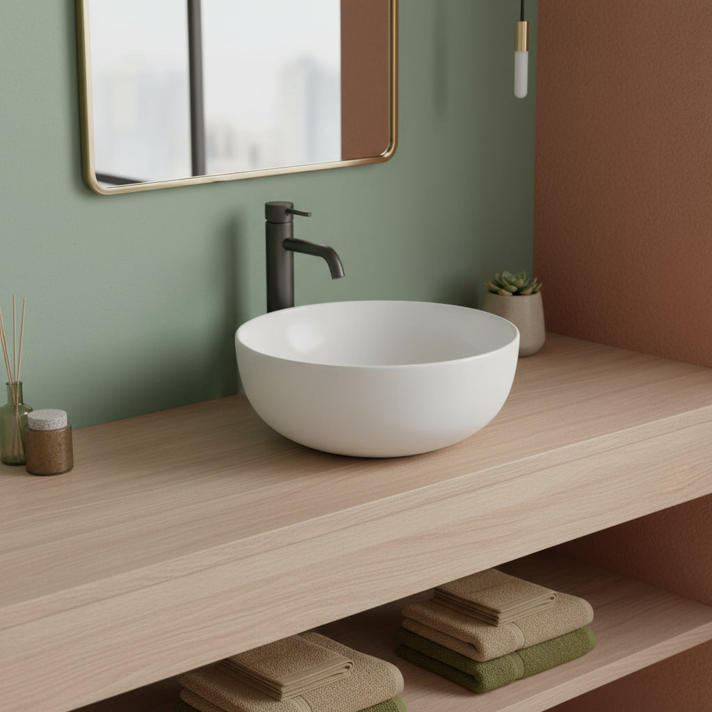 Gran Mascalzone Domus Falerii countertop basin 45 cm round white ...