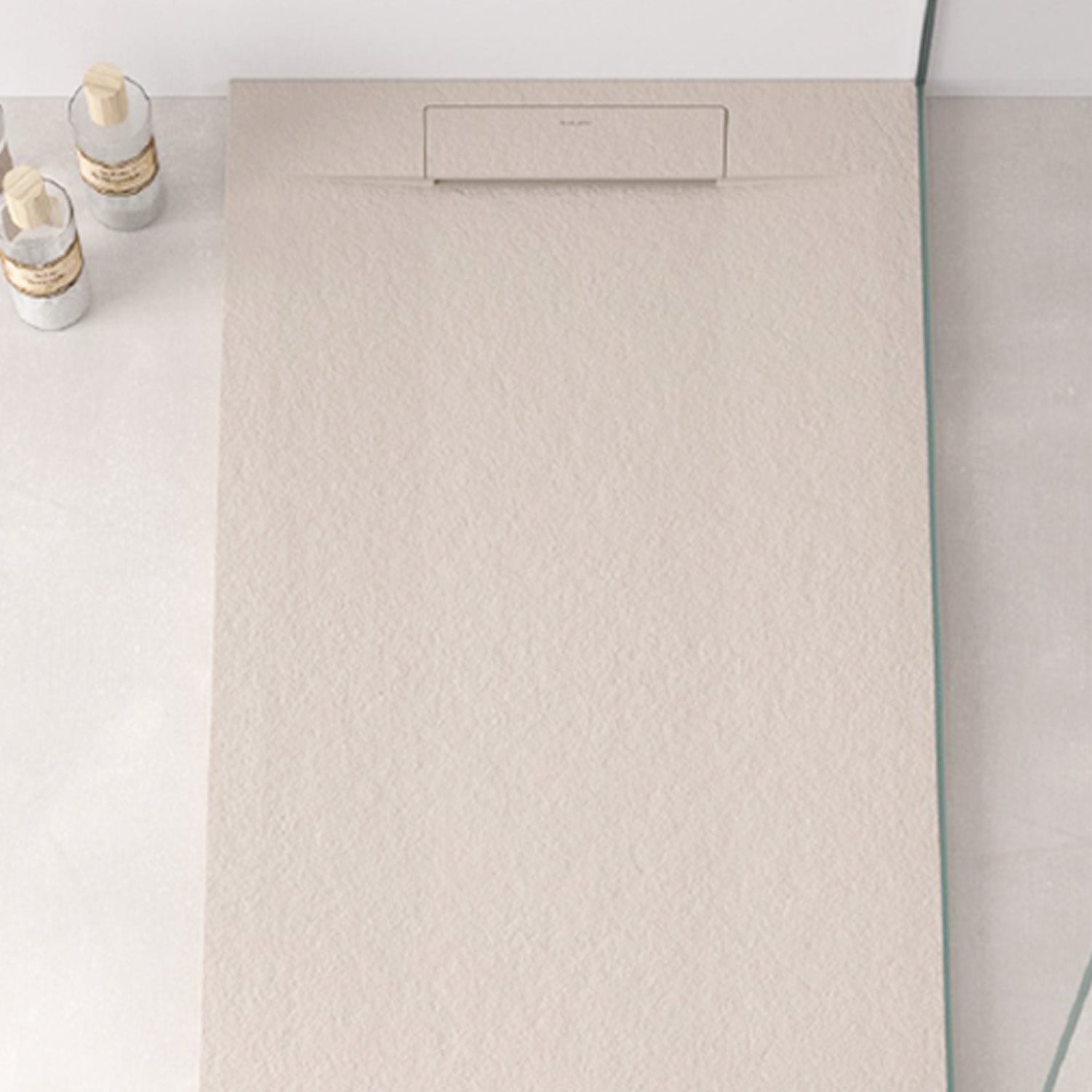 Resin shower tray model Titano 80x80 cm cream stone effect ...