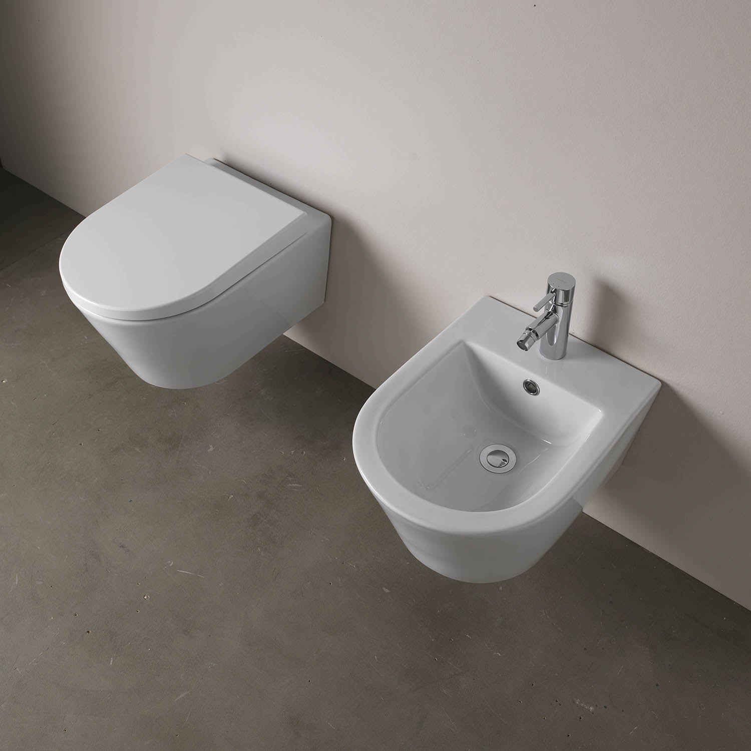 Wall-hung Sanindusa Urb.Y PLUS 52 toilet, bidet and soft close seat ...