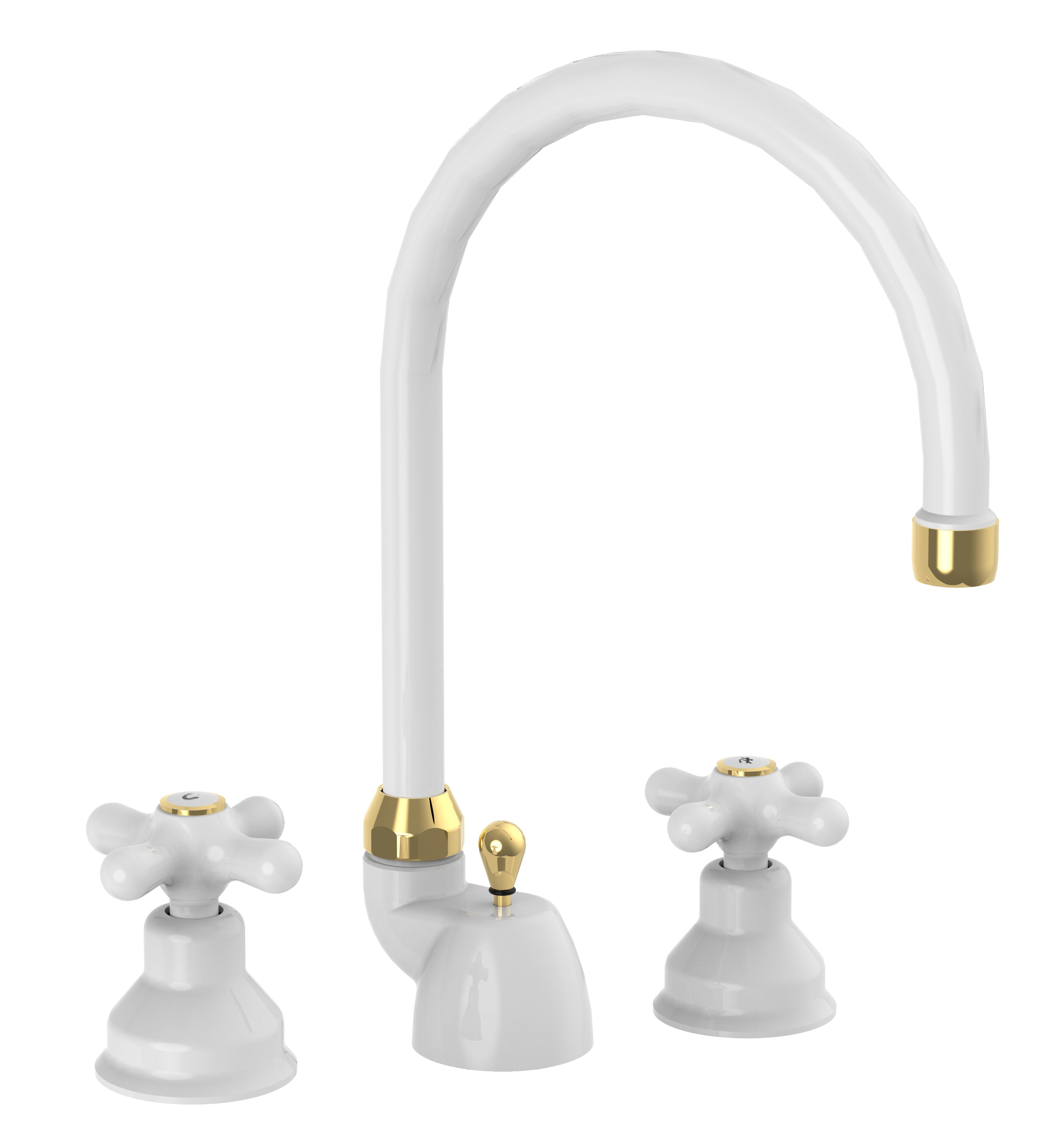 Sink faucet with adjustable spout Paffoni Iris series - White/Gold ...