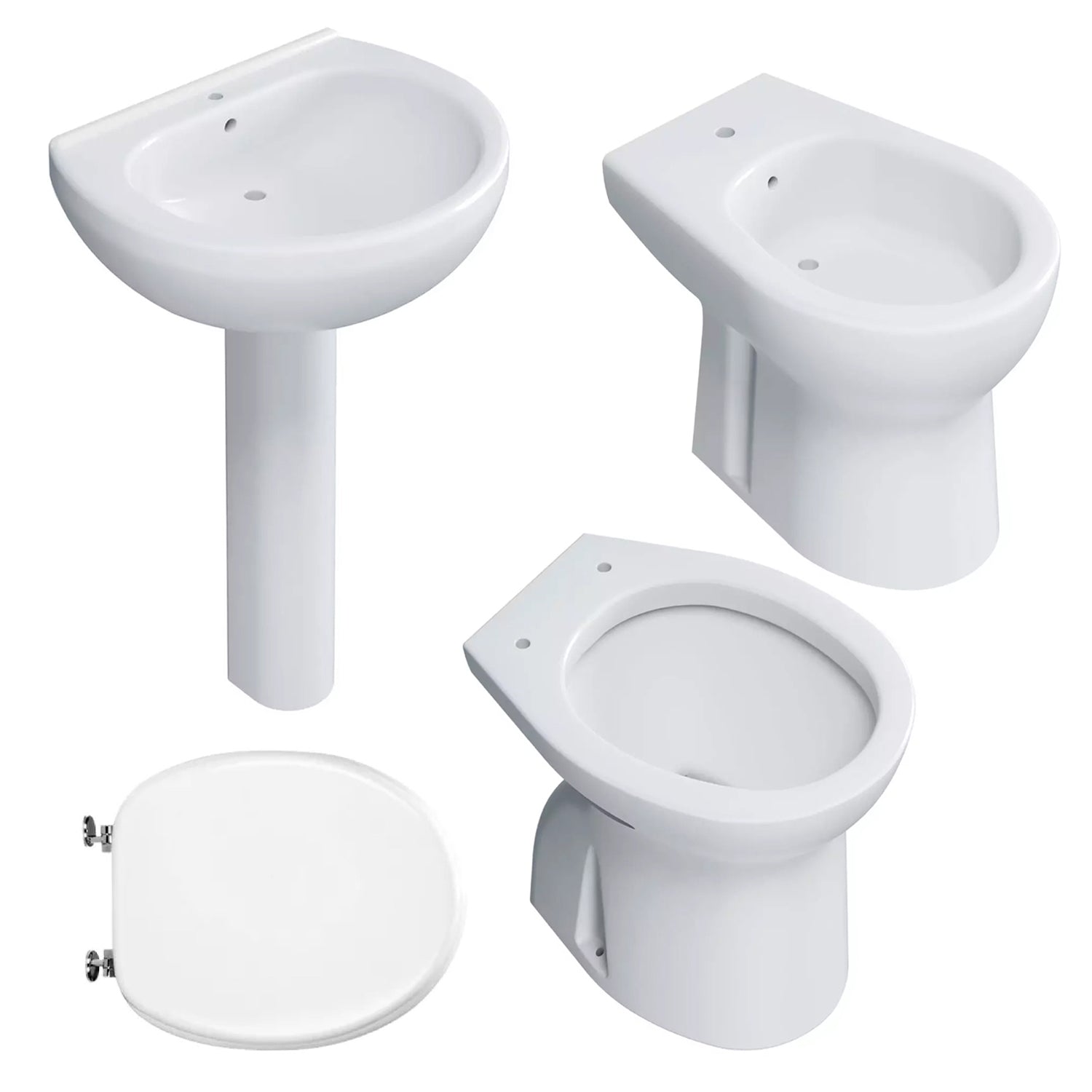 Set bagno completo con Bidet, Wc con Copriwater, Lavabo 55 cm e Colonn ...
