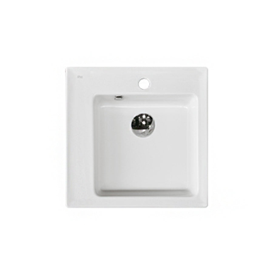 Square white ceramic sink. Brand Althea model Jazz 50x50 cm with overf ...