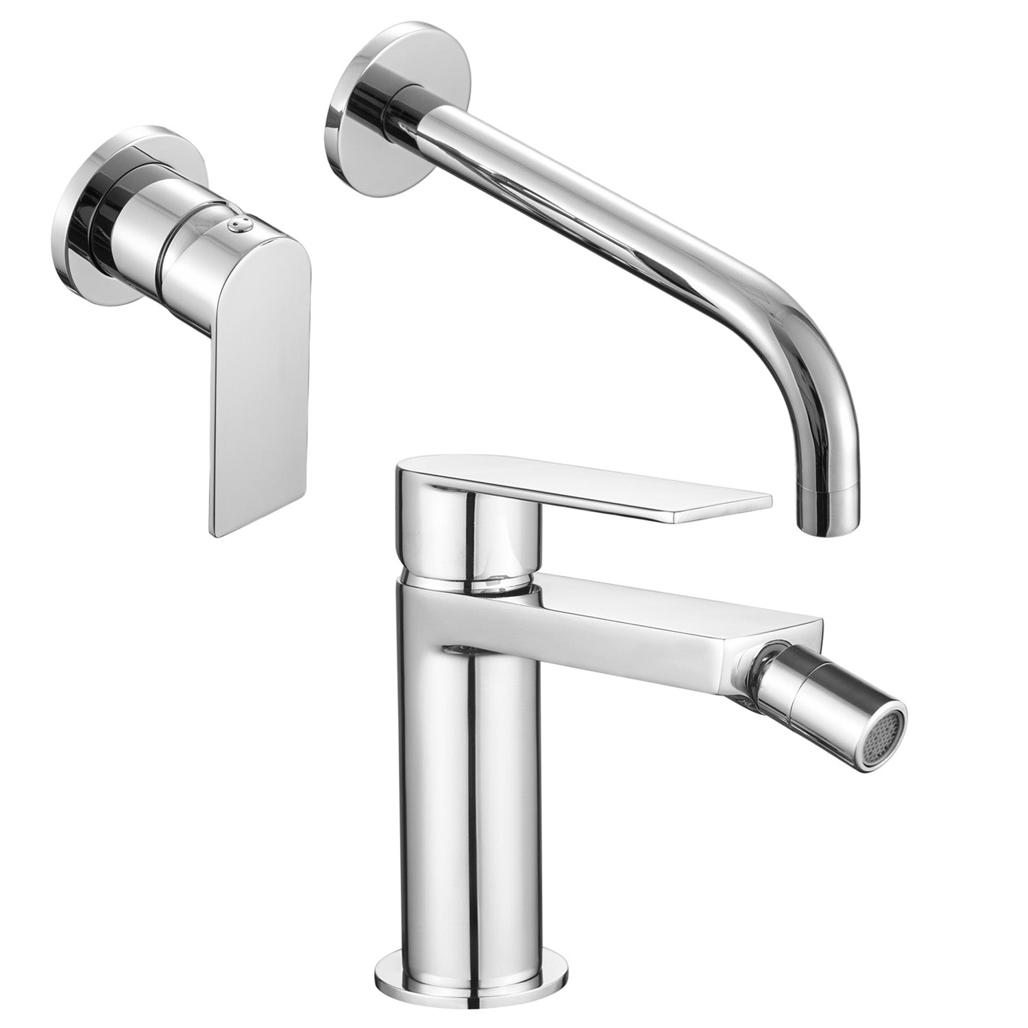 Pair of built-in basin and bidet mixers Ottomix series in chrome-plate ...