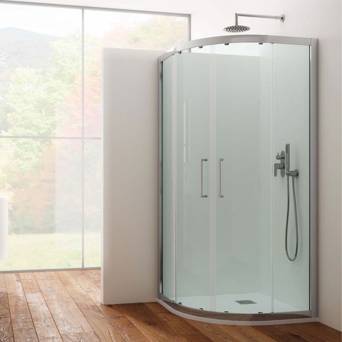 Circular shower enclosure 80x80 sliding opening transparent glass 6 mm ...