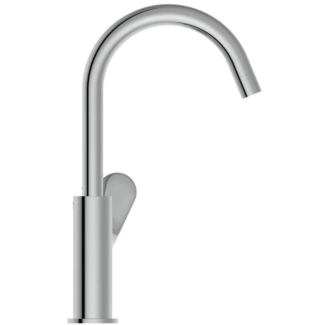 Miscelatore Lavabo cromato a bocca alta e canna girevole con piletta d ...