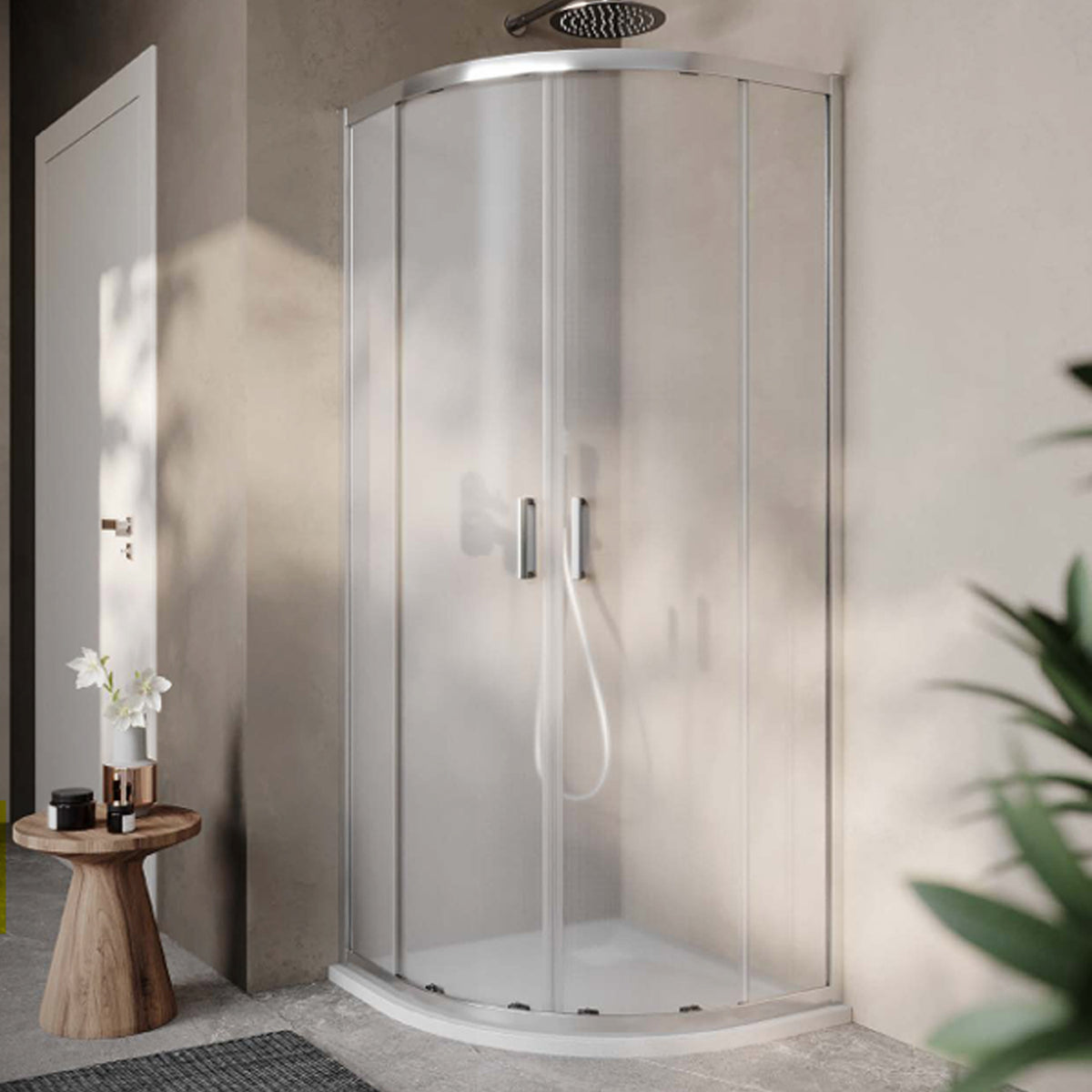 Semicircular shower enclosure 80x80 cm Loop model with 6 mm frosted te ...